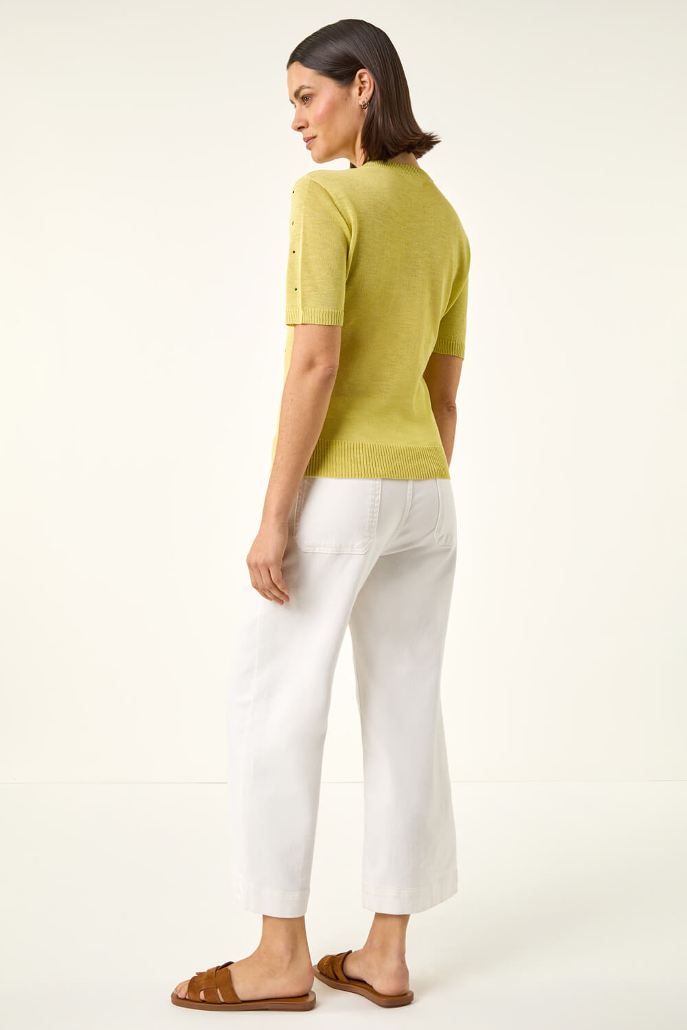 Lime Scattered Hotfix Knitted Top | Roman UK