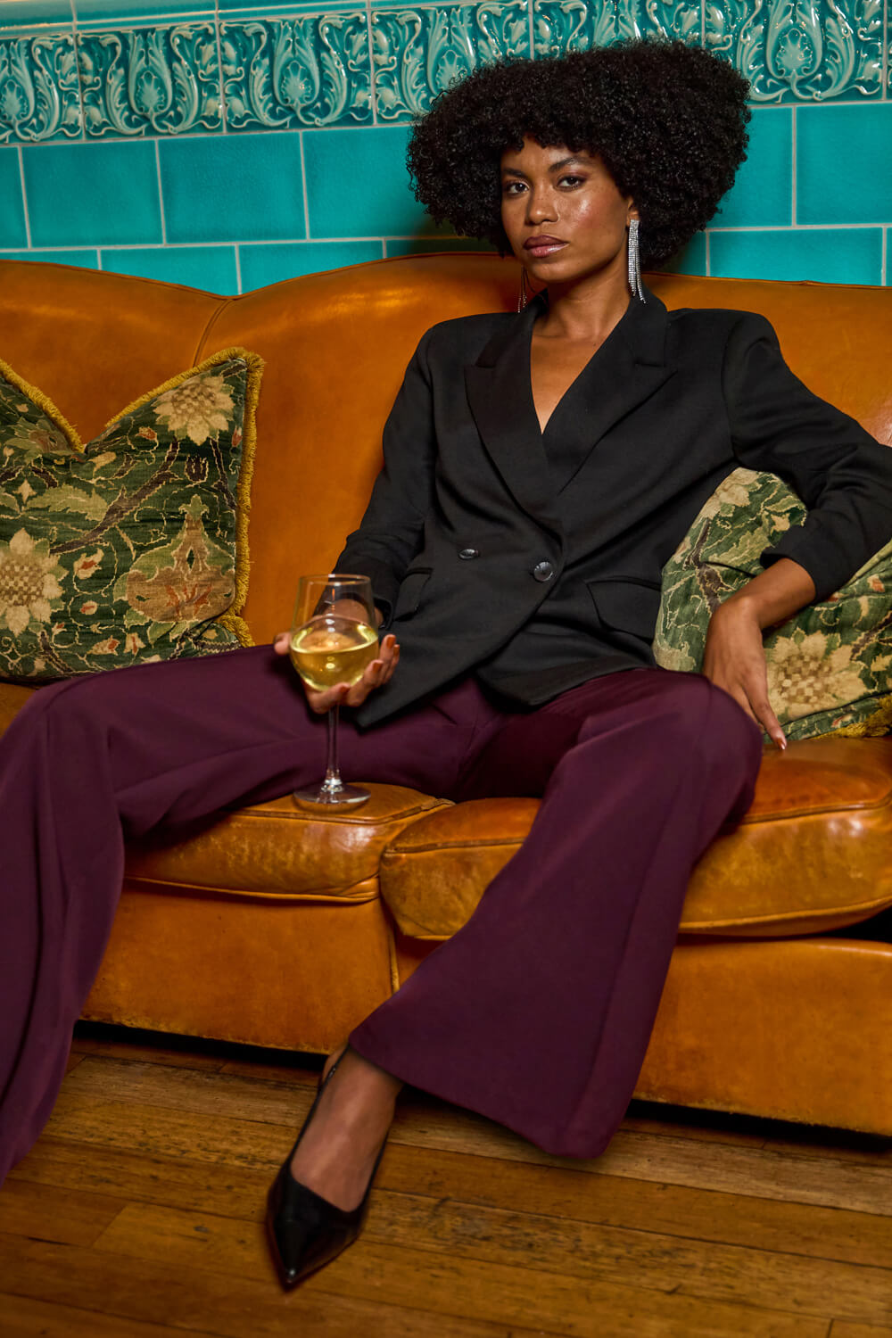 Wine Jet Pocket Bootleg Trousers | Roman UK
