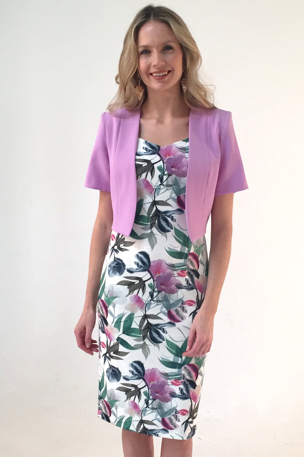 Short Sleeve Jacket in Lilac - Roman Originals UK