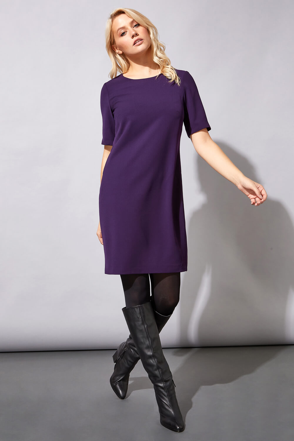 Smart Rochette Shift Dress in Plum - Roman Originals UK