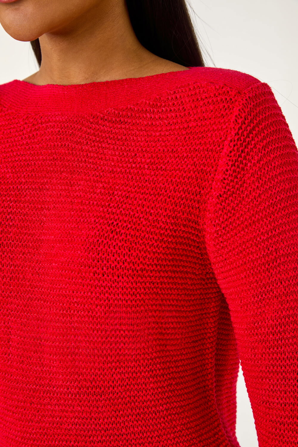 Red Textured Tape Yarn Knit Jumper | Roman UK