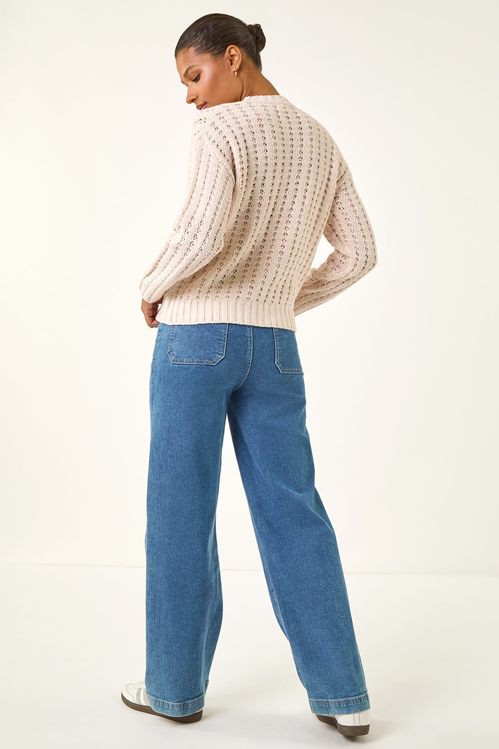Beige Textured Knit Jumper | Roman UK
