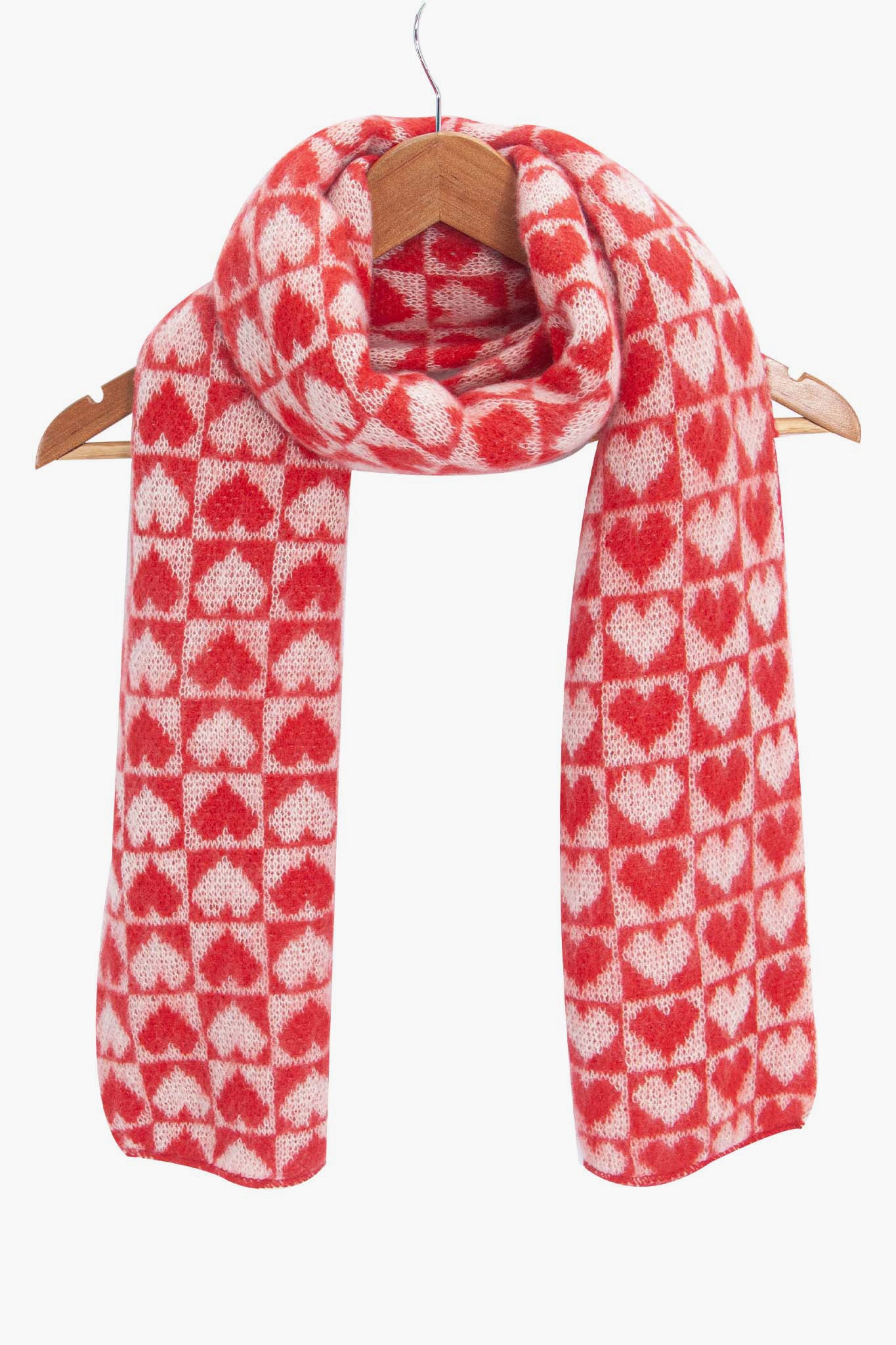 Heart Checkerboard Heavyweight Winter Scarf