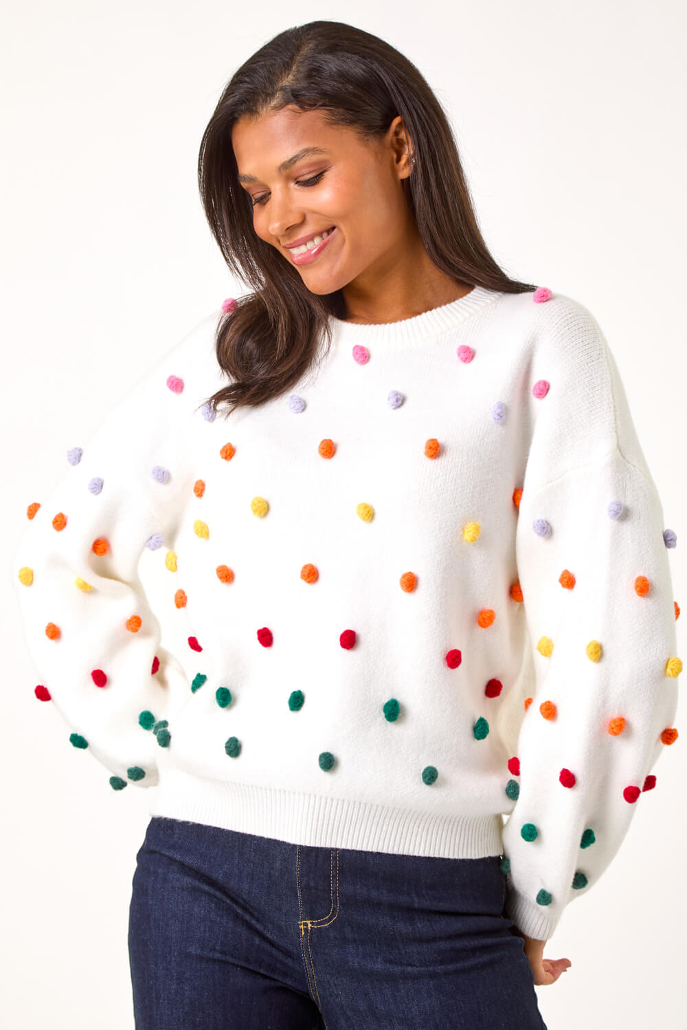 Multi Bobble Detail Knit Jumper | Roman UK
