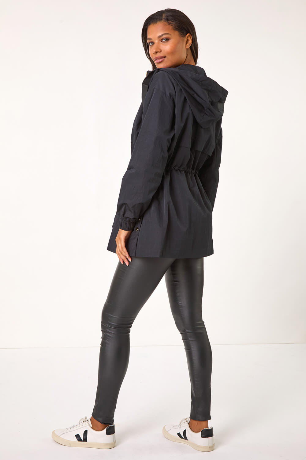 Black Shower Resistant Rain Jacket | Roman UK