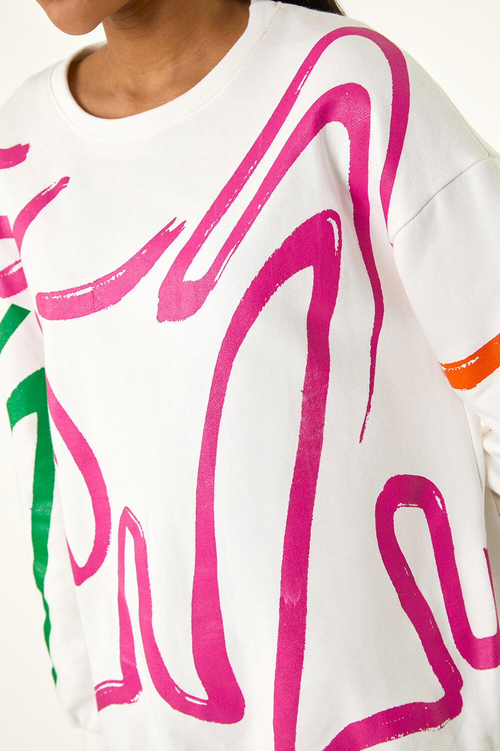Pink Abstract Print Sweatshirt | Roman UK