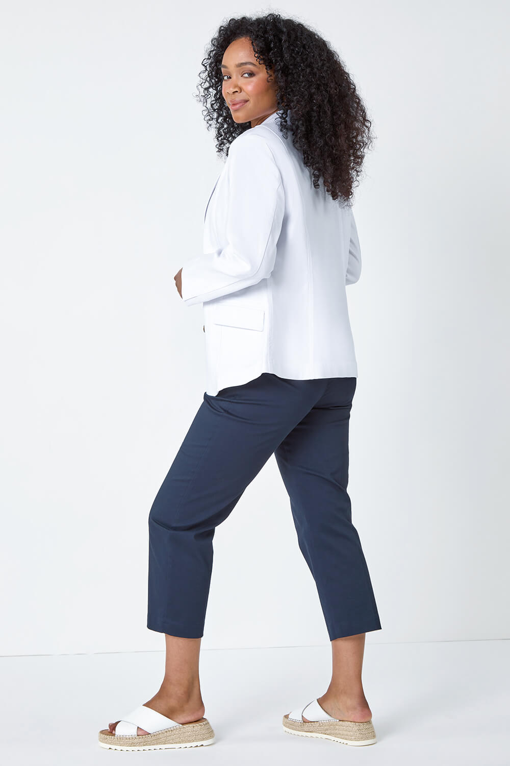 White Petite Premium Stretch Blazer | Roman UK