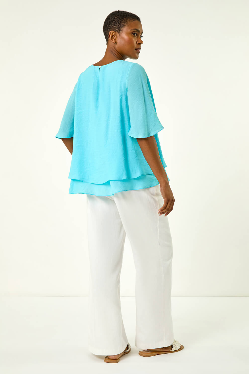 Aqua Double Layered Tunic Top | Roman UK