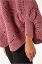 Pink Pointelle Detail Knit Poncho | Roman UK