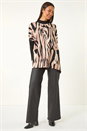Black Abstract Animal Print Knitted Jumper | Roman UK