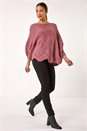 Pink Pointelle Detail Knit Poncho | Roman UK