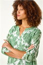 Green Floral Print Wrap Hem Tunic Top | Roman UK
