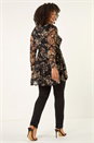 Black Curve Zip Front Lace Top | Roman UK