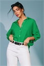 Green Cotton Textured Button Shirt | Roman UK