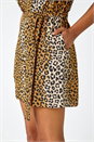 Camel Animal Print Belted Playsuit | Roman UK