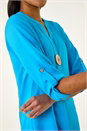 Blue V-Neck Button Detail Top | Roman UK