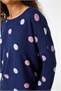 Navy Spot Print Snit Top | Roman UK