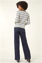 Ivory Stripe Bow Detail Knit Jumper | Roman UK