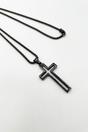 Hollow Cross Pendant Necklace in Black