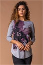 Floral Print Embellished Top in Grey - Roman Originals UK