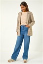Tan Textured Longline Blazer | Roman UK