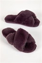 Purple Cross Over Faux Fur Mule Slipper | Roman UK