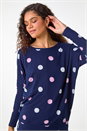 Navy Spot Print Snit Top | Roman UK