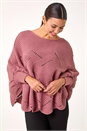 Pink Pointelle Detail Knit Poncho | Roman UK