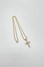 Diamante Cross Pendant Necklace in Gold