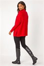 Red High Neck Longline Knit Jumper | Roman UK